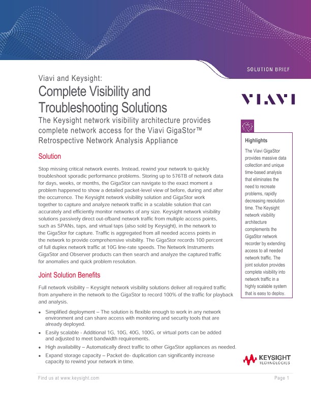 Viavi and Keysight PDF Asset Page | Keysight